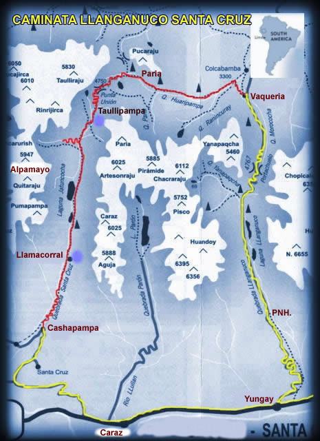 PERU MAPAS DE TREK Y CLIMBING - HUARAZ